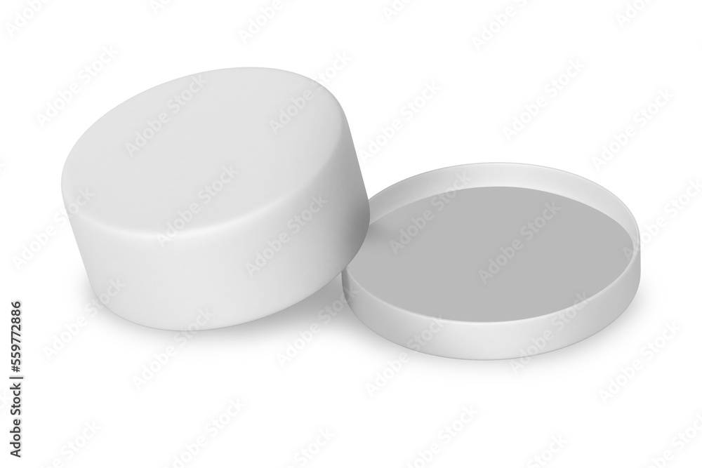 Empty blank Round cake packaging box mockup isolated on white ...