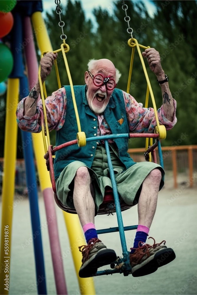 Old man has an extremely fun activity generative ai funny scene showing ...