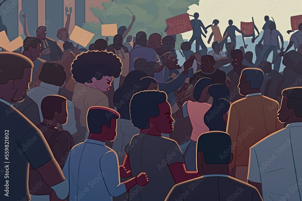 Black History Month celebration, group of people act of activism ...