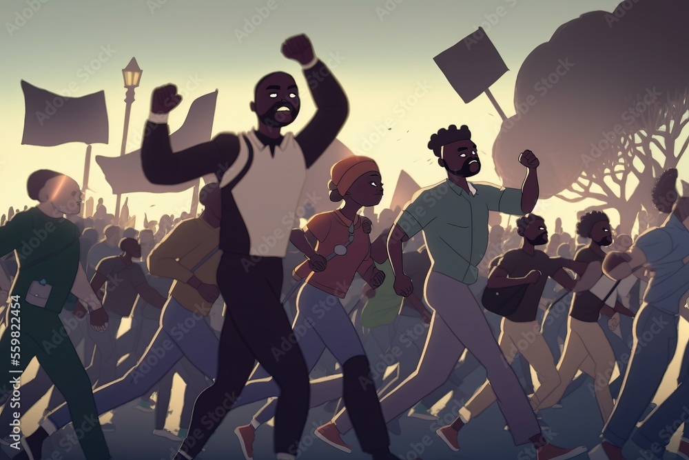 Black History Month celebration, group of people act of activism ...