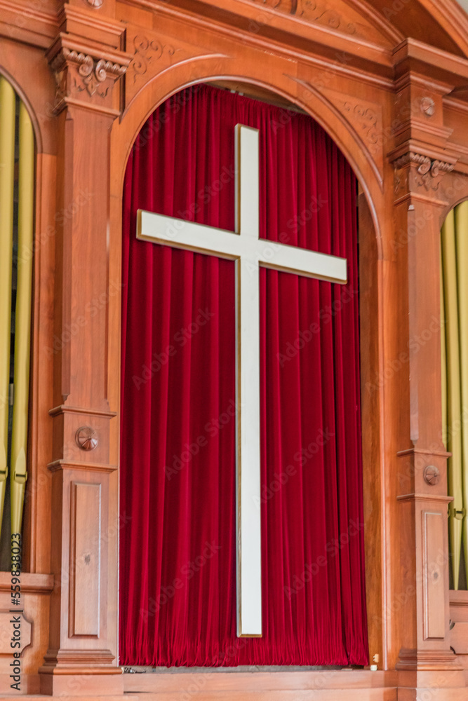 Jesus Christ cross in church Stock Photo | Adobe Stock