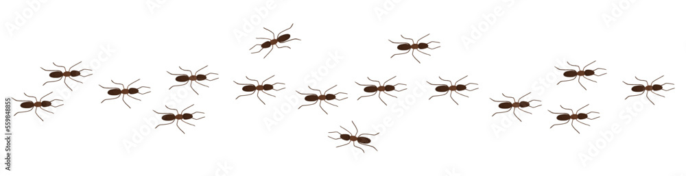 Ant trail row in hand drawn cartoon style Stock Vector | Adobe Stock