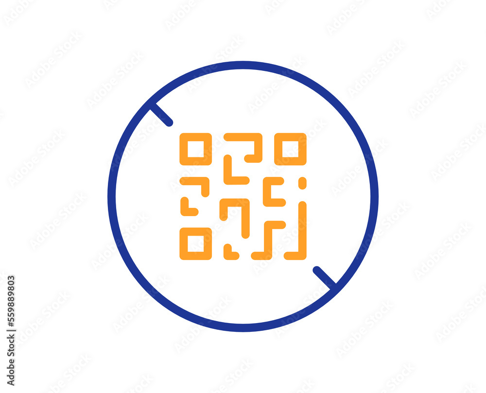 No QR code line icon. Scan barcode sign. Stop certificate symbol ...