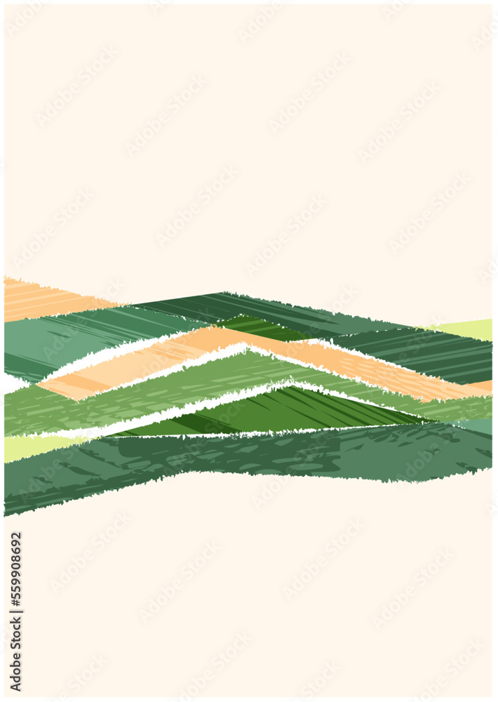 Green abstract agriculture field vector leaflet. Agro card template ...