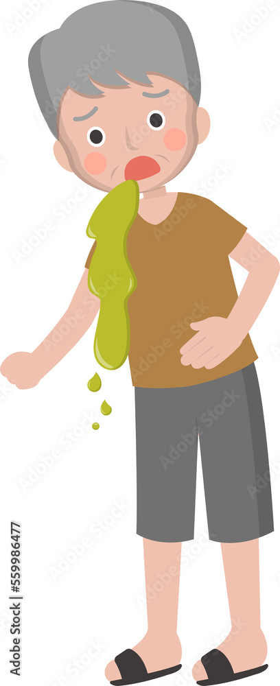 Cartoon comic vector of elderly male vomiting Stock Illustration ...