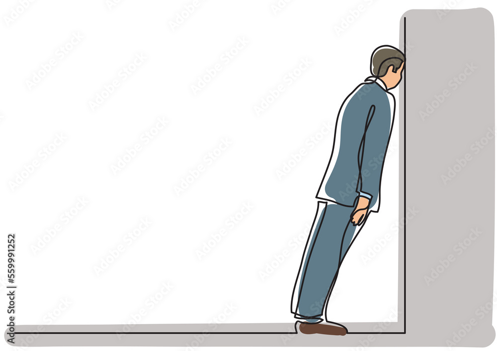continuous line drawing man stuck in dead end - PNG image with ...