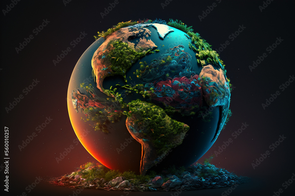 Illustration of the planet Earth burning. Global warming and climate change concept. Stock ...