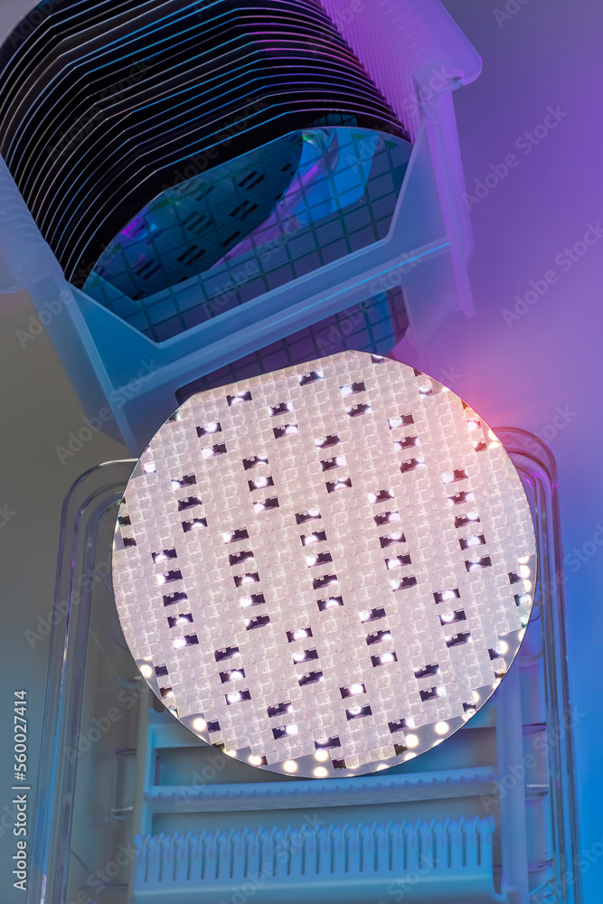 patterned silicon wafers in a universal pod. Electronic circuit designs ...