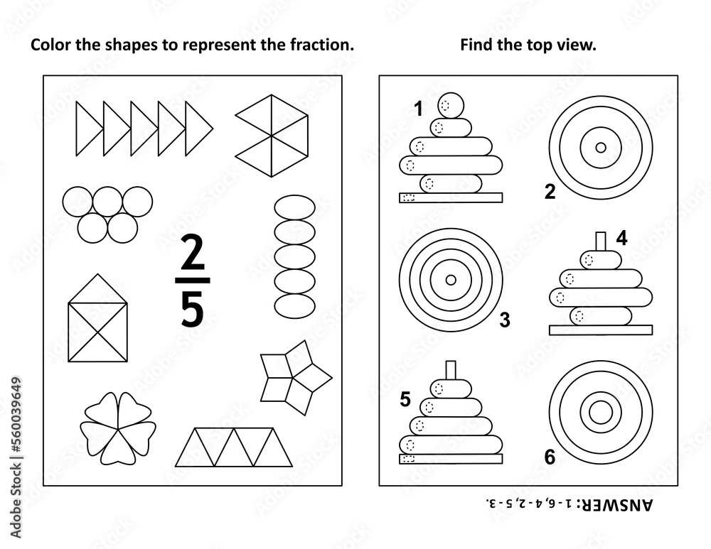 Two visual math puzzles and coloring pages. Color the shapes to ...