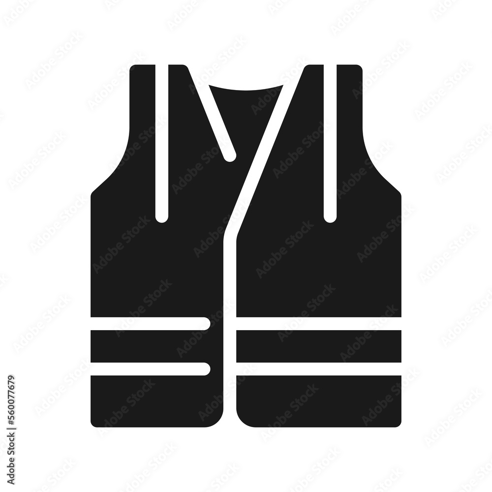 Reflective vest black glyph icon. Visible uniform for miners. Personal ...