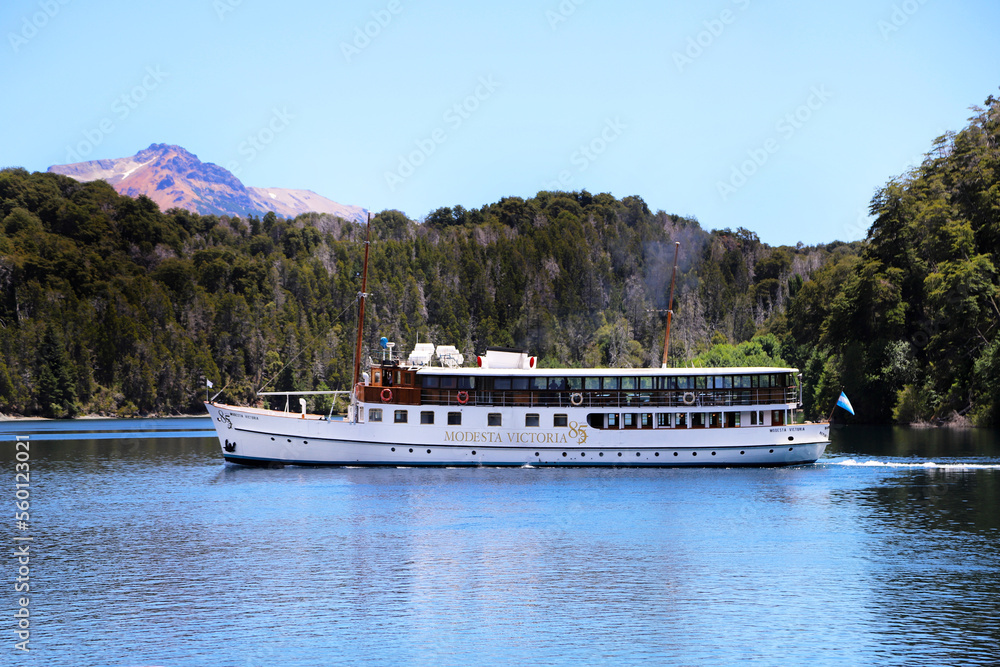 Historic ship named Modesta Victoria. Lake Nahuel Huapi, Neuquen ...