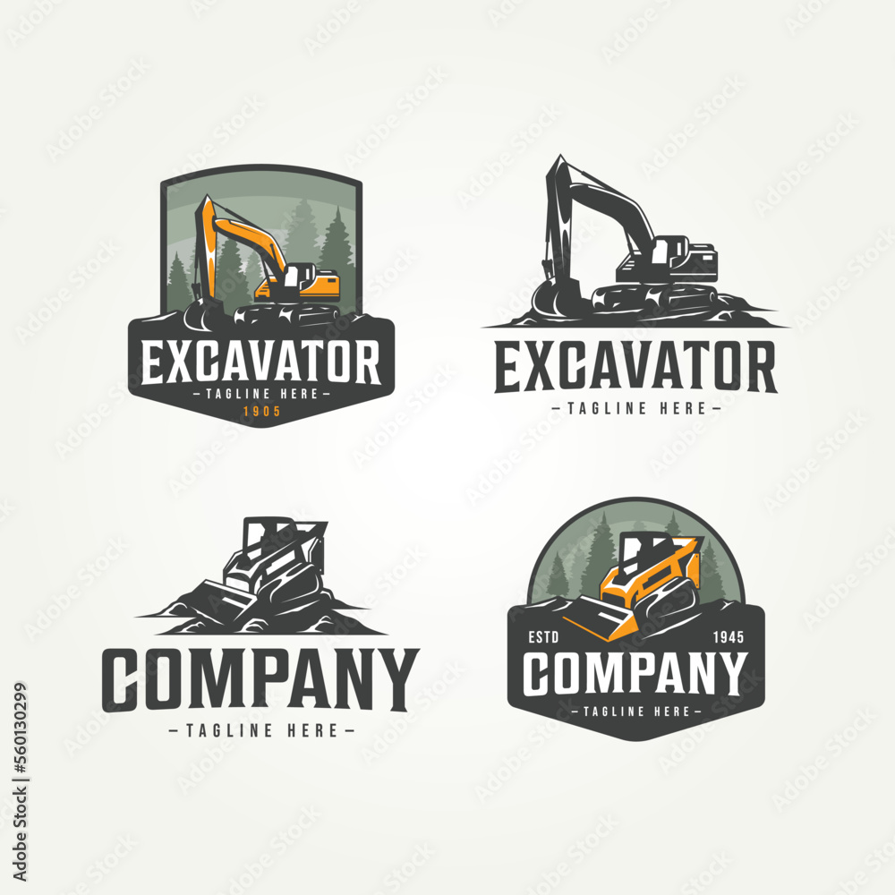 set of machine construction logo template vector illustration design ...