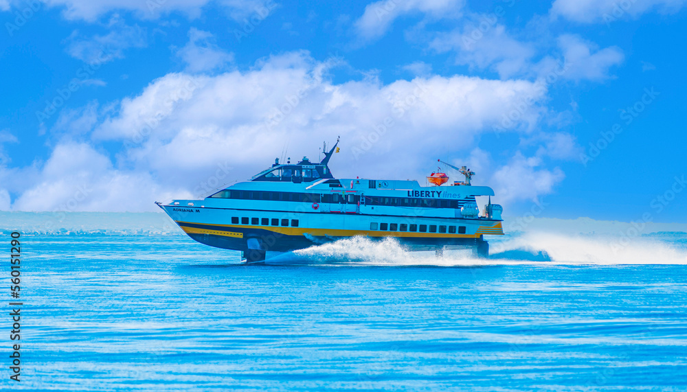 hydrofoil boat runs at full speed on the sea waves Stock Photo | Adobe ...