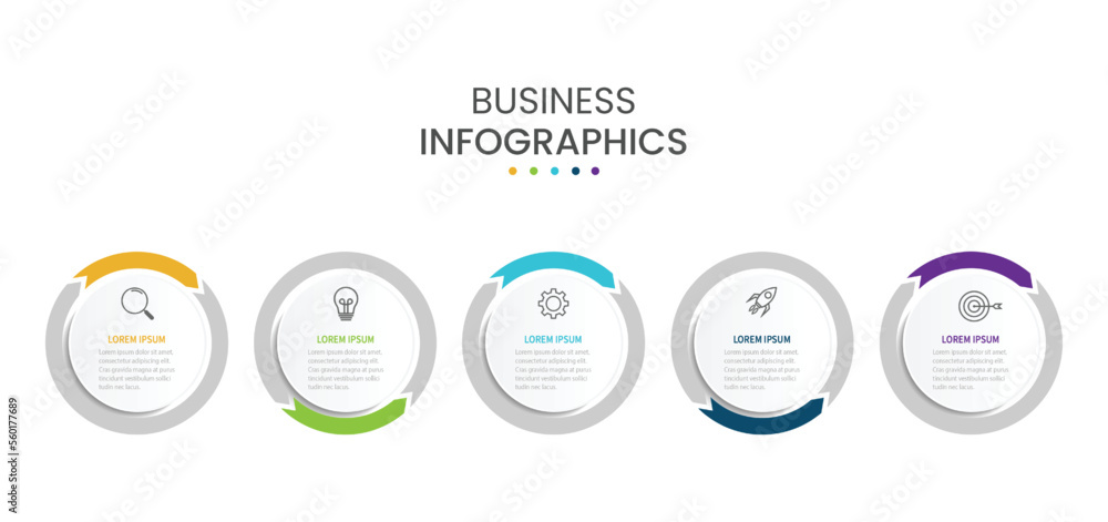 Timeline infographic template design with circles. Business concept ...