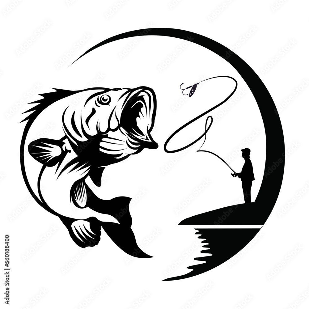 Vector de Stock Fisherman catching fish SVG, fishing svg, fish hook svg ...