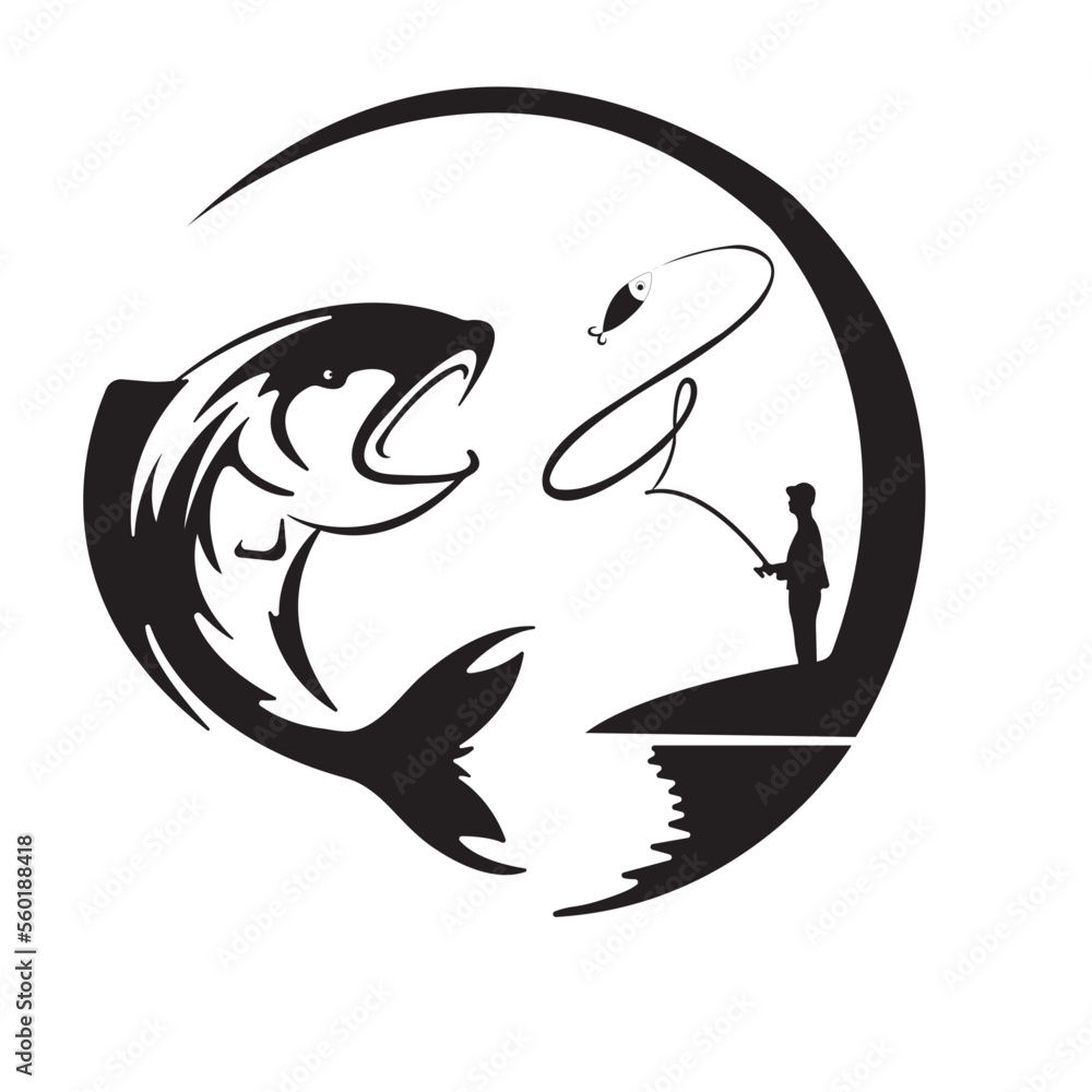 Стоковое векторное изображение «Fisherman catching fish SVG, fishing ...