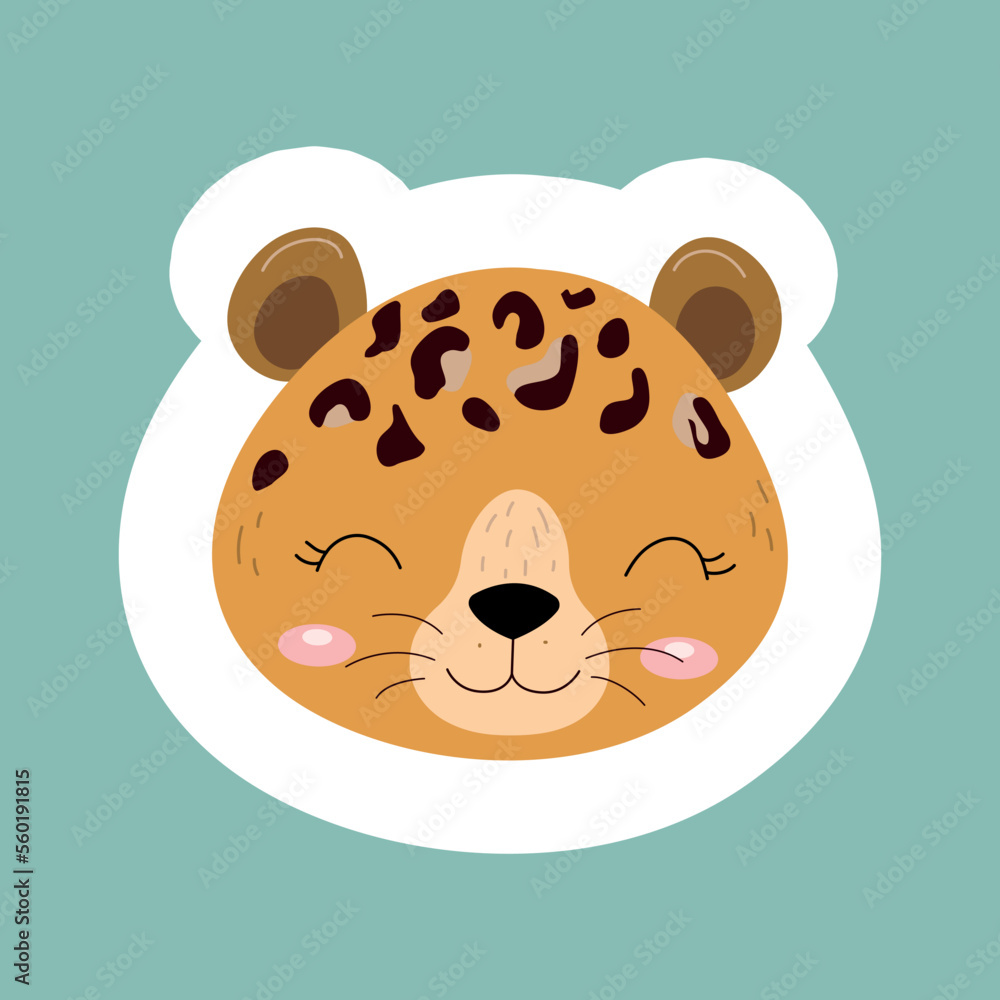 Tropical leopard sticker. Interface for programs, software and ...
