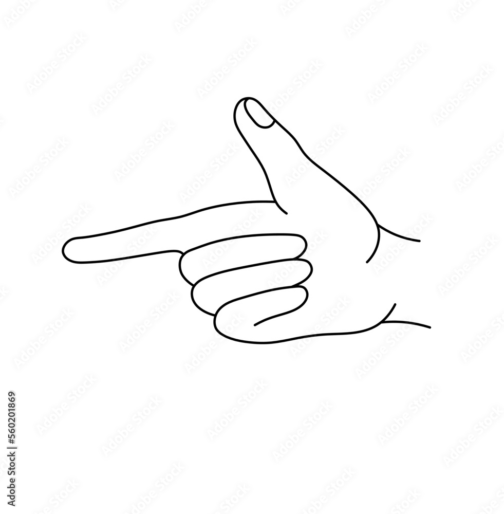 Vector isolated one hand gesture index finger left pointing colorless ...