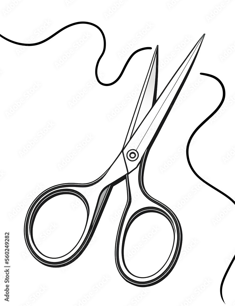 Scissors Cutting String Line Art | Cutting Ties, Sewing, Craft Concept ...