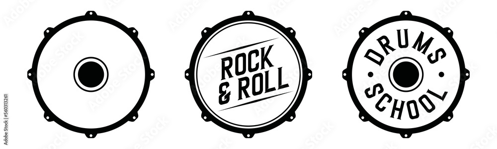 Drum icon set. drum band icon. Hitting drum music symbol for apps and ...