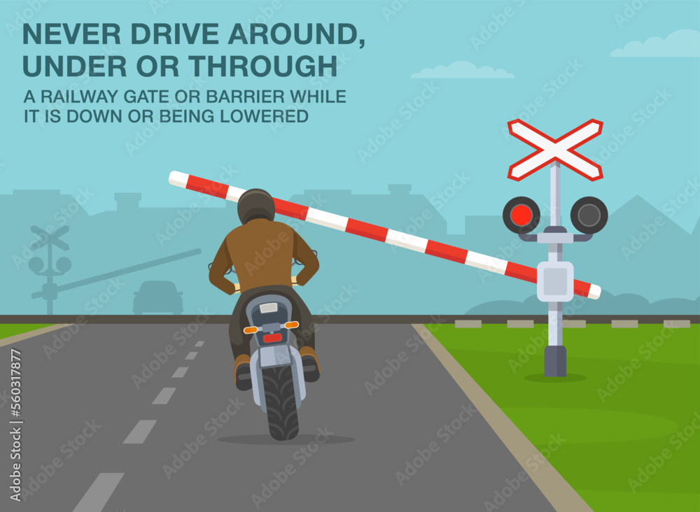 Safe motorcycle riding rules and tips. Never drive around, under or ...
