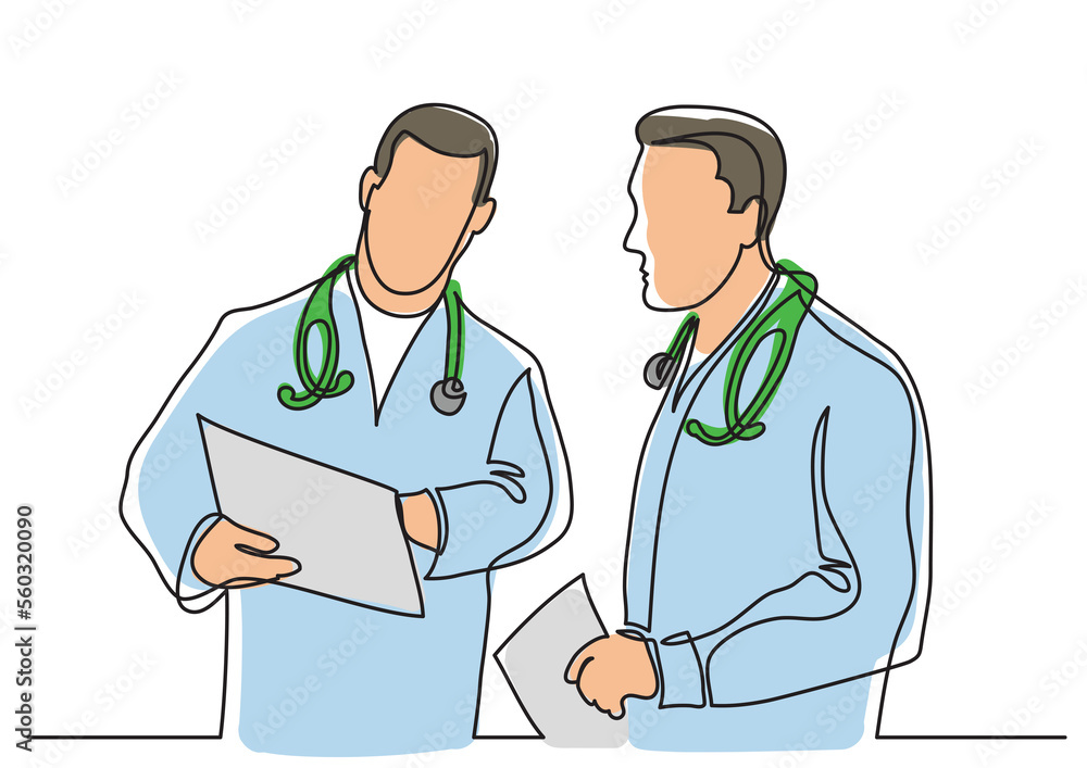 continuous line drawing doctors discussing diagnosys - PNG image with ...