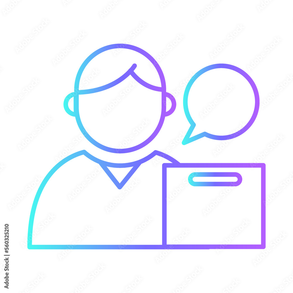 Delivery manager delivery service icons with purple blue outline style ...