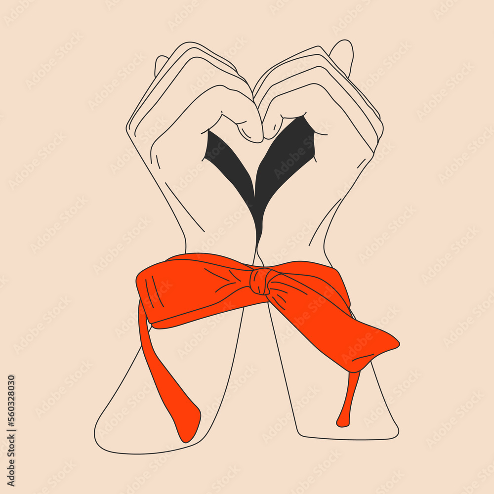 vector illustration of two hands tied to a rope Stock Vector | Adobe Stock