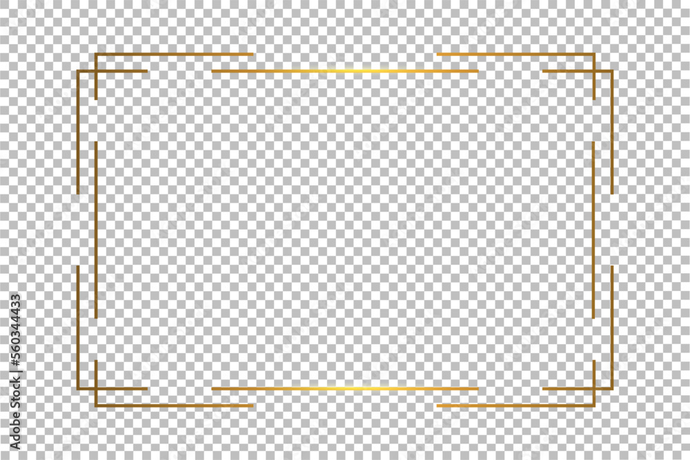 Luxury gold border isolated on transparent background. Glowing gradient ...