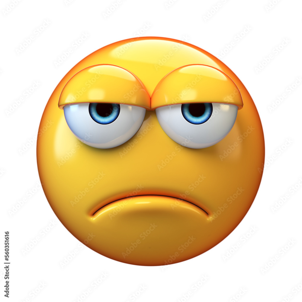 Not impressed emoji isolated on white background, bored emoticon 3d ...