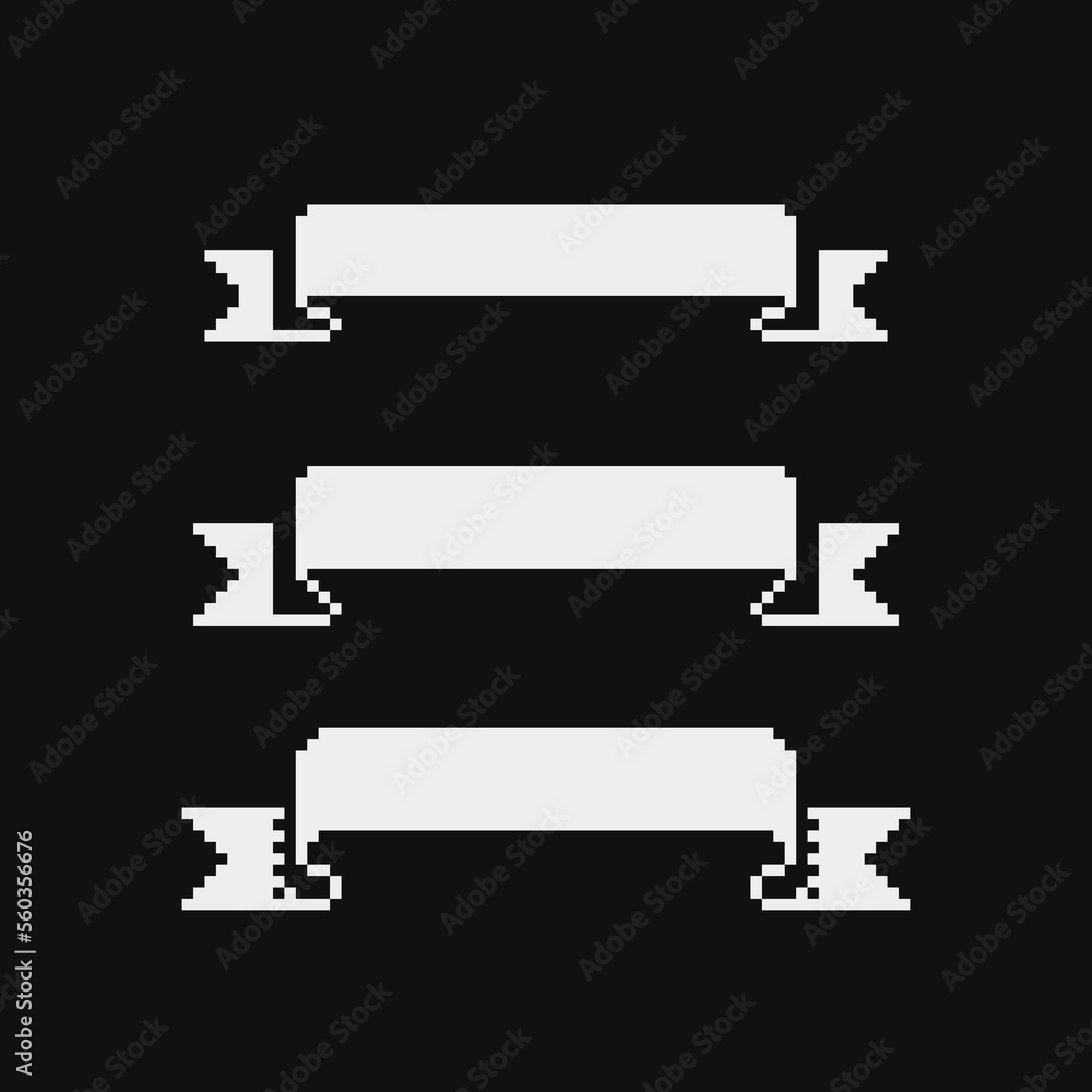 Ribbon. 8-bit sprites. Game assets. Design greeting and invitation ...