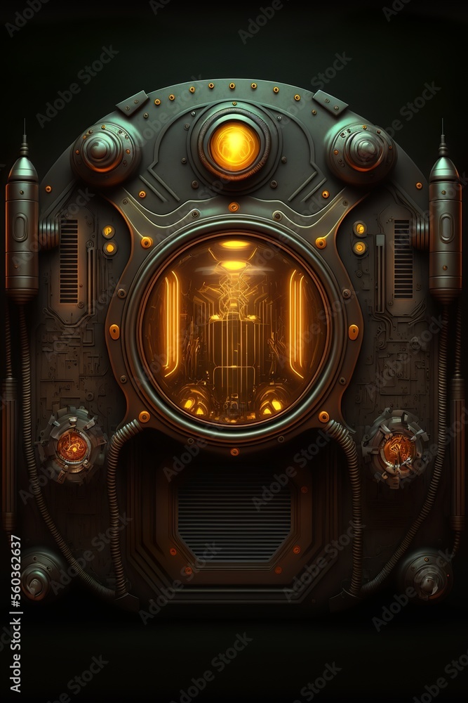 Steampunk furnace with burning energy in mechanical steam engine with ...