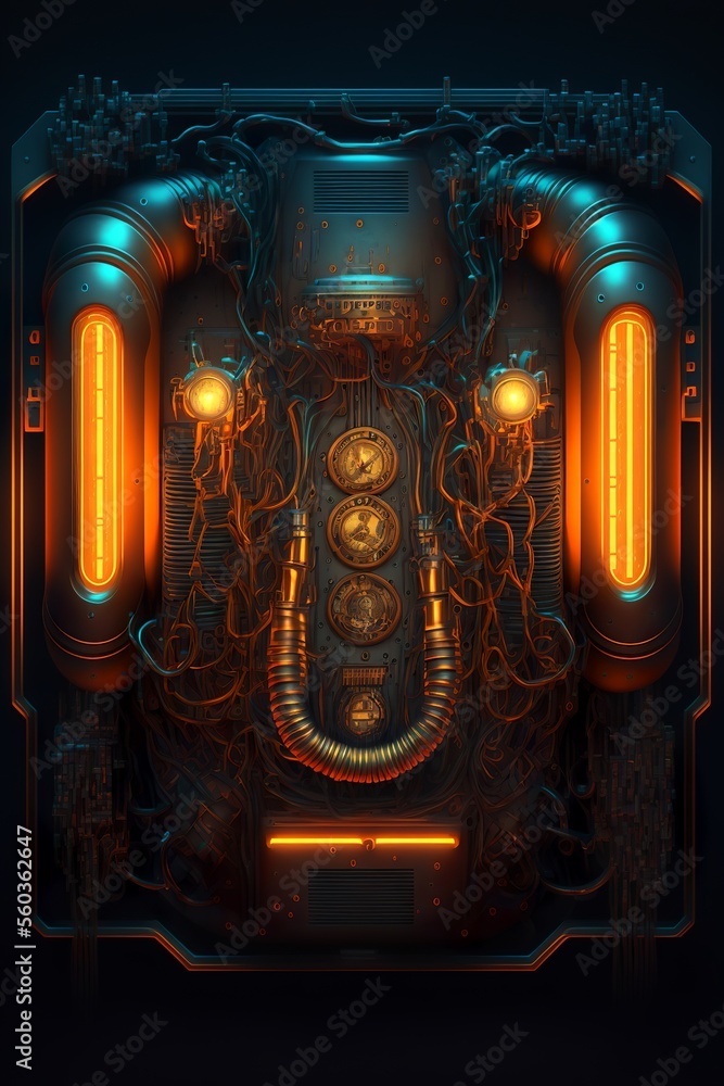 Steampunk furnace with burning energy in mechanical steam engine with ...