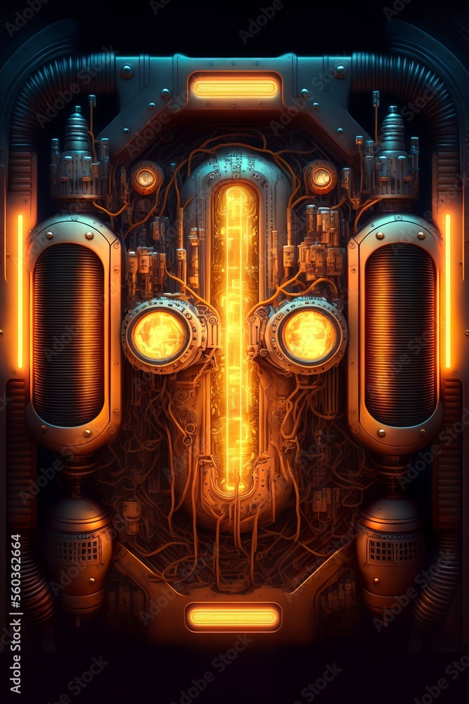 Steampunk furnace with burning energy in mechanical steam engine with ...