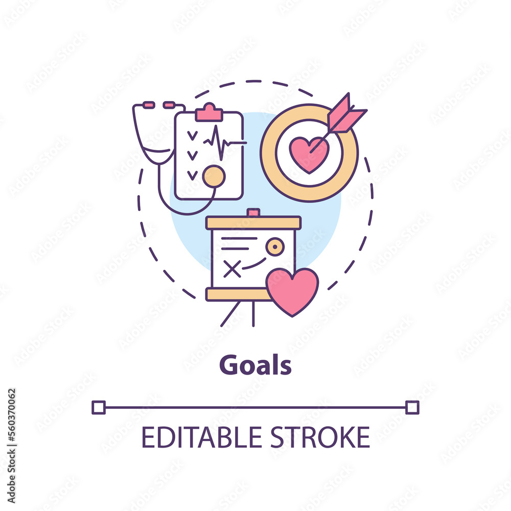 Goals concept icon. Treatment strategy. Chronic disease comprehensive ...