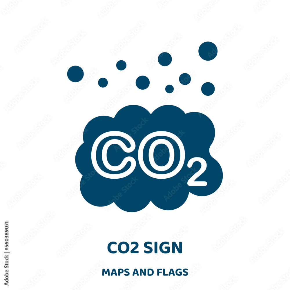 co2 sign vector icon from maps and flags collection. co2 filled flat ...