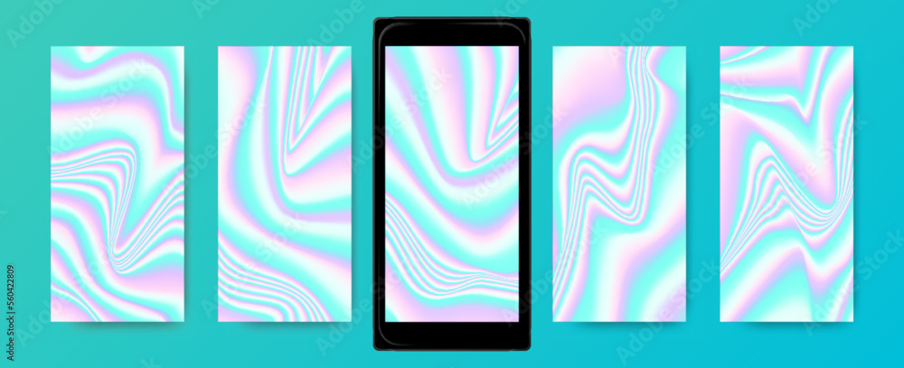 Color Hologram Background. Abstract Vibrant Templates for Mobile ...