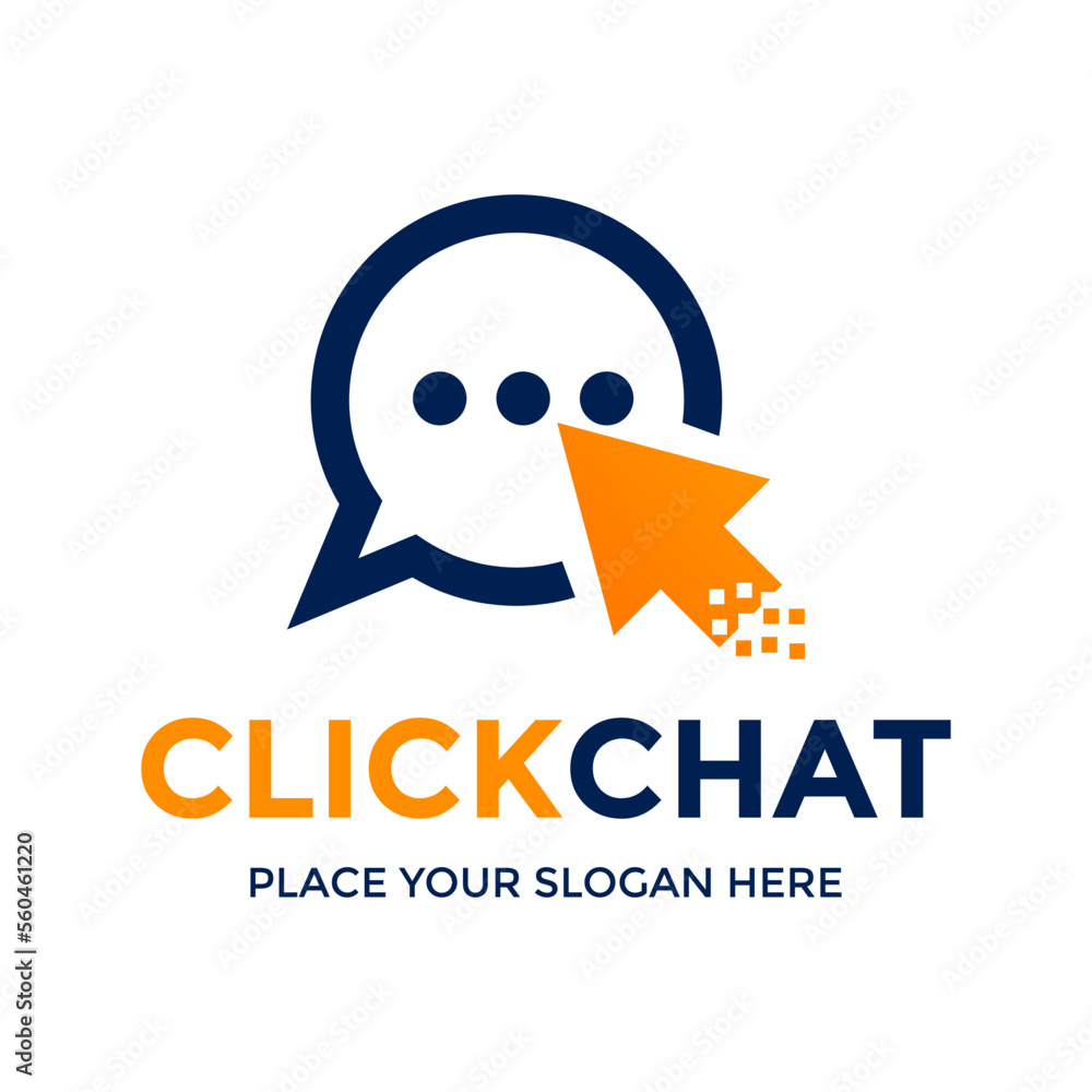 Click chat vector logo template. This design use mouse cursor and ...