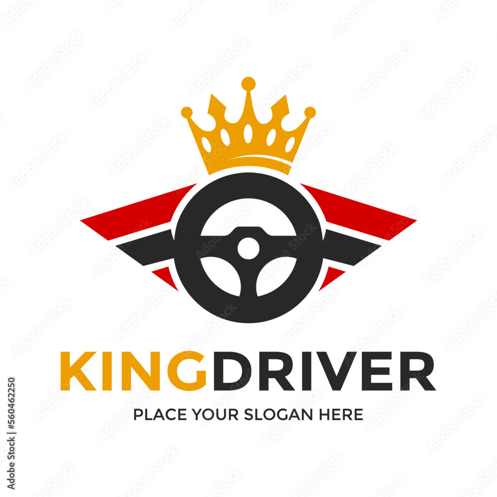 King driver vector logo template. This design use crown symbol ...