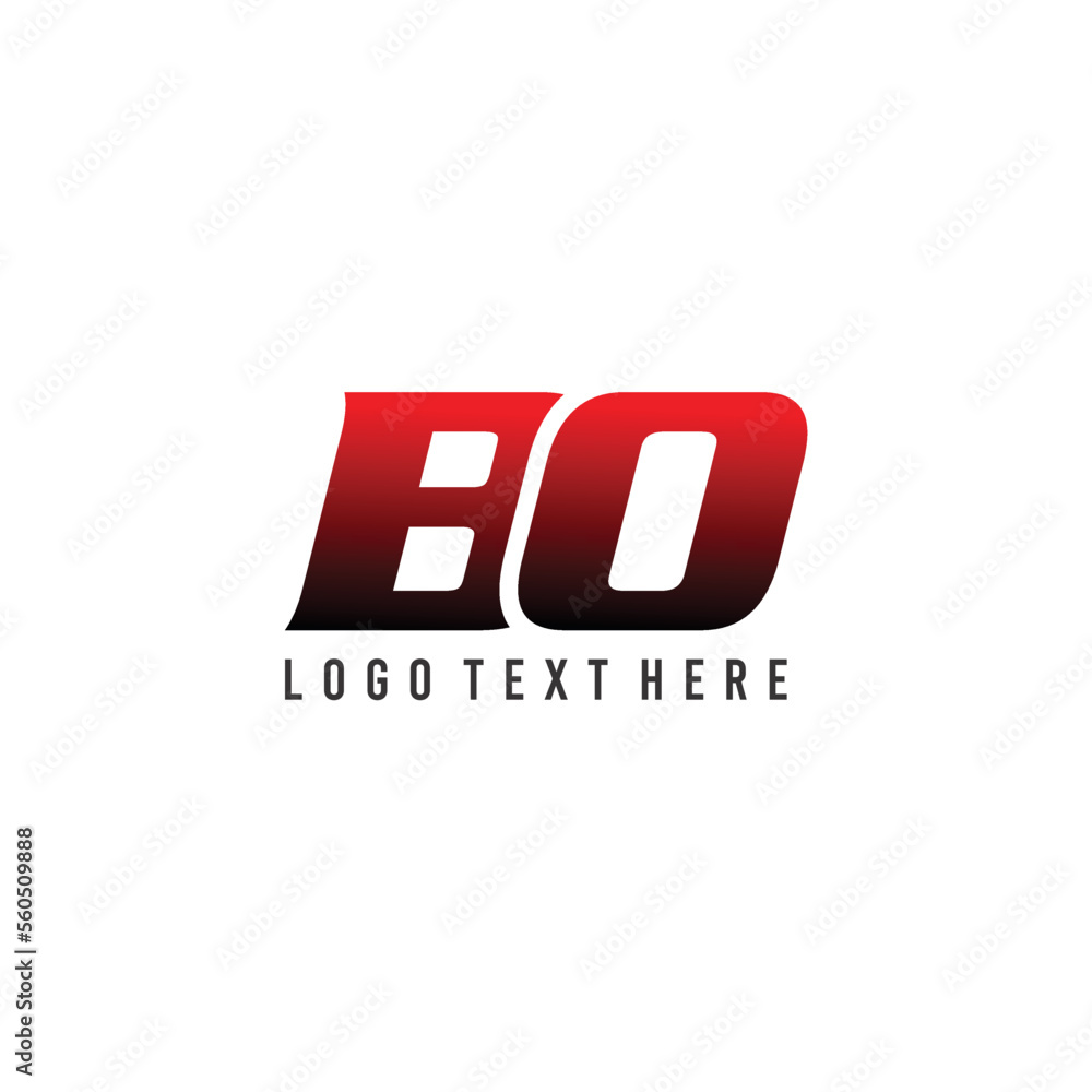 Gradient color BO initials letters logo, BO font, black and red ...