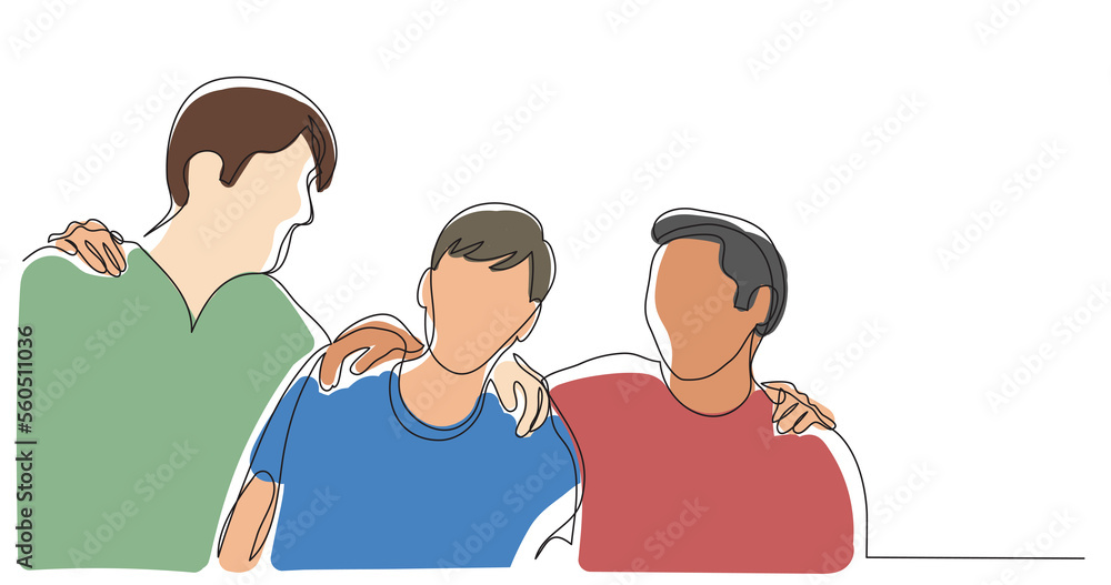 three close friends hugging each other colored - PNG image with ...