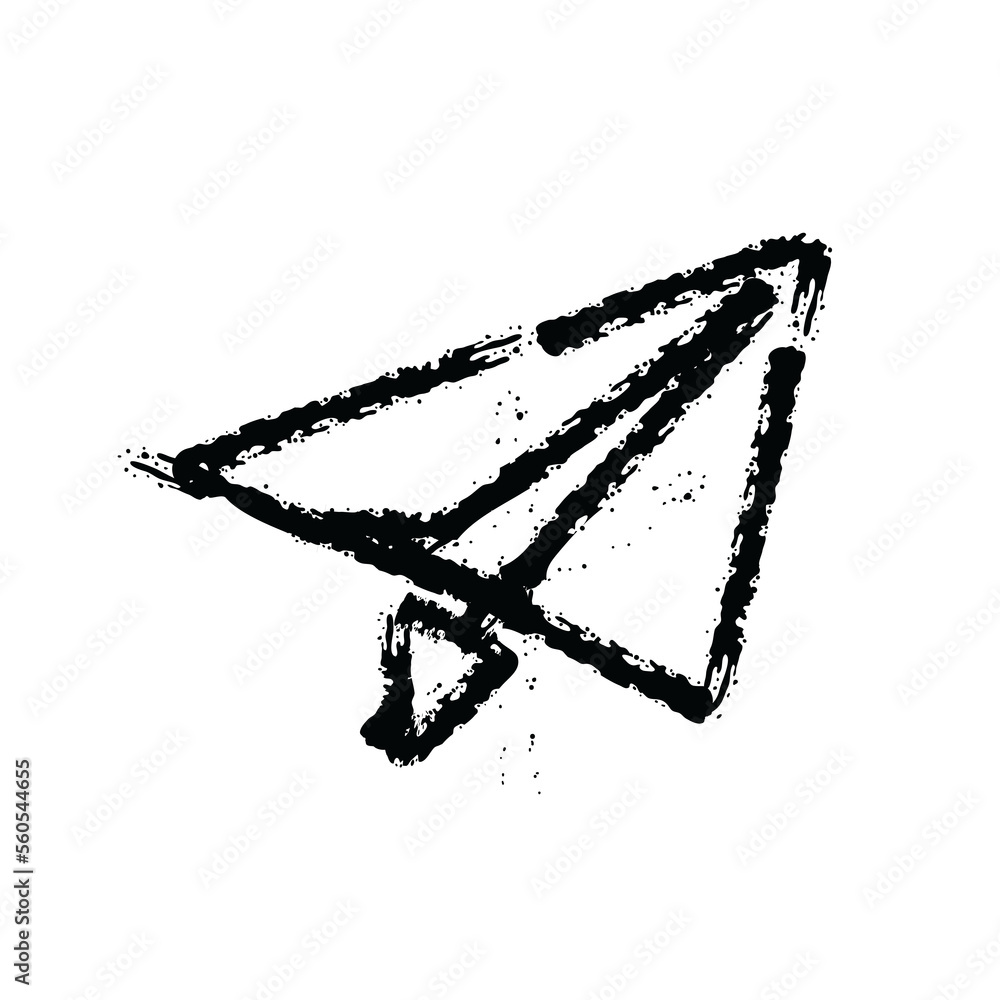 brush stroke hand drawn icon of paper plane message - PNG image with ...