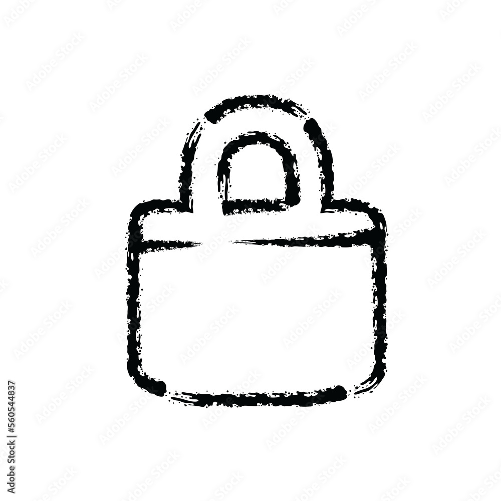 brush stroke hand drawn icon of security lock - PNG image with ...