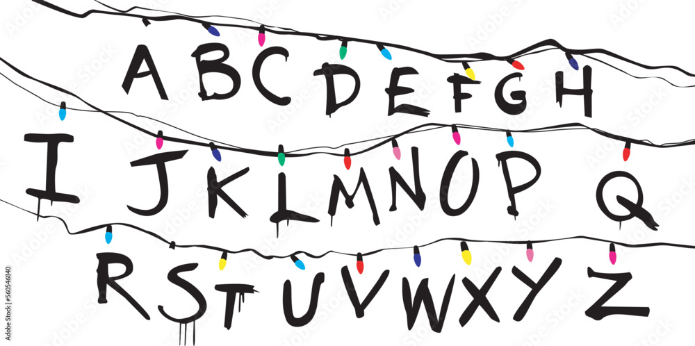 Vector de Stock Alphabet with light bulbs from Stranger Things Series ...