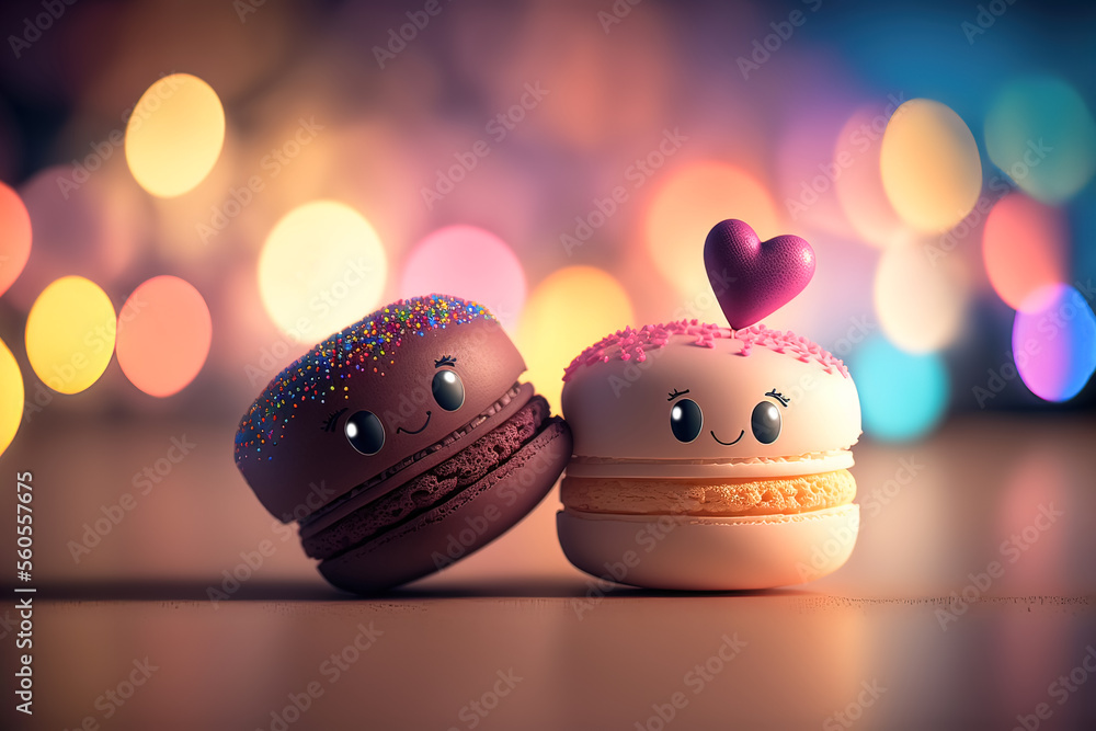 Cute image of the macaroon makaroon characters full of love and ...