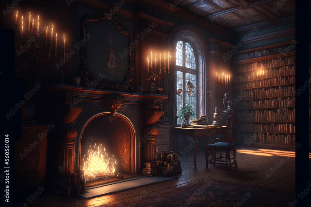 Old Classic Vintage Antique Wooden Home Mansion Cozy Library Office ...