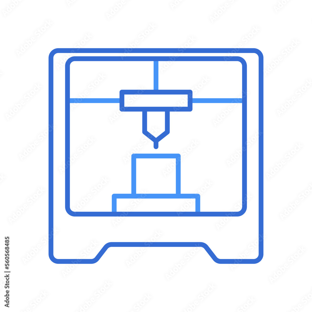 3D Printing technology icon with blue duotone style. Computing, diagram ...