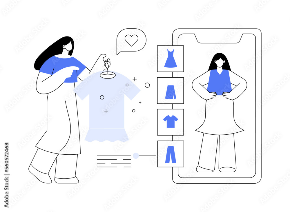 Virtual fitting room abstract concept vector illustration. Stock Vector ...