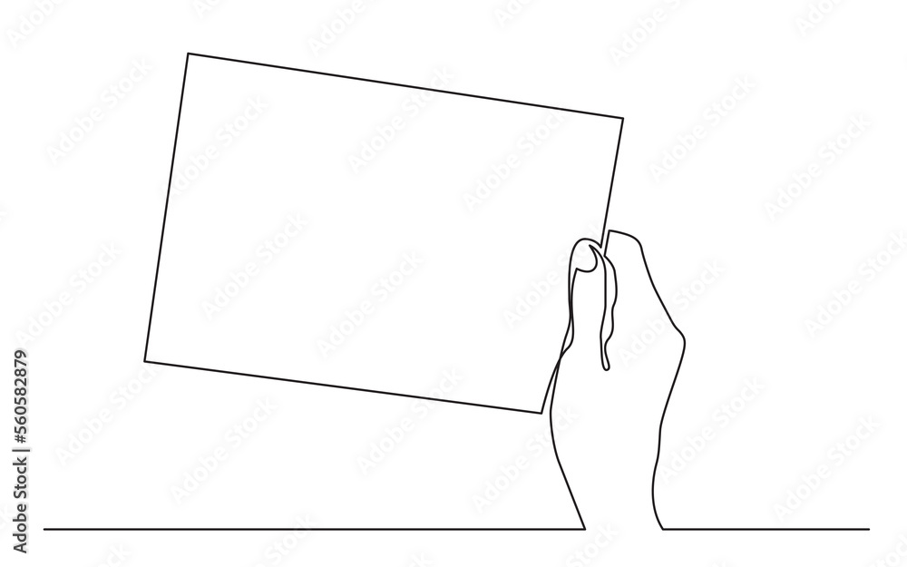 continuous line drawing hand holding carton sign - PNG image with ...