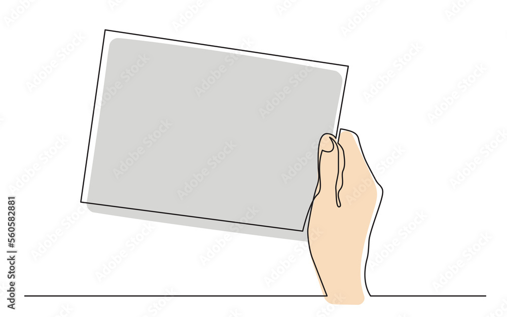 continuous line drawing hand holding carton sign in color - PNG image ...